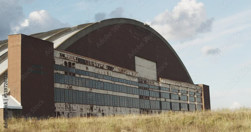 Time lapse of a large US Air Force aircraft hangar at Loring Air Force ...