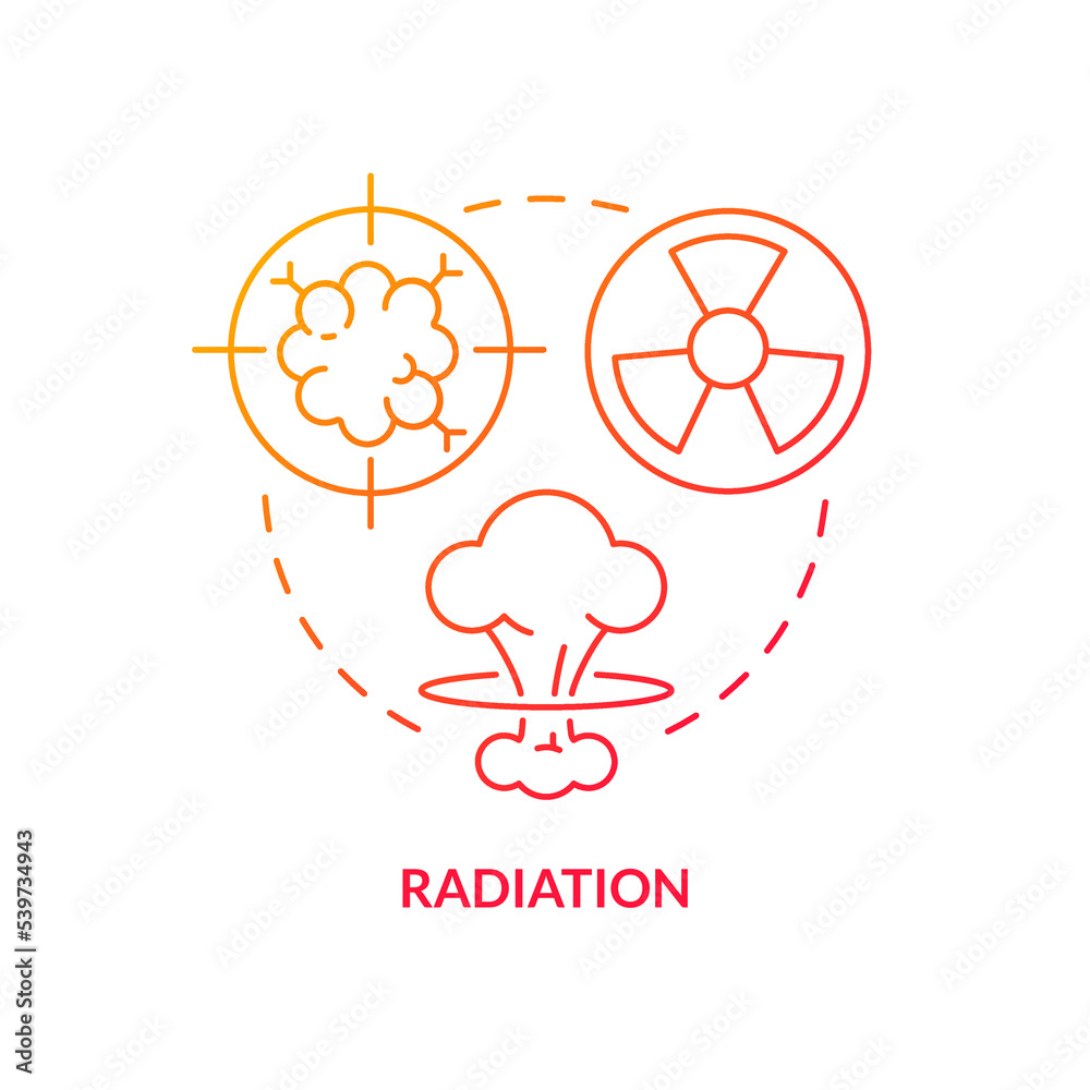 Radiation red gradient concept icon. Hazard for body cells damage ...