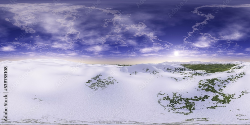 Winter landscape, HDRI, environment map , Round panorama, spherical ...