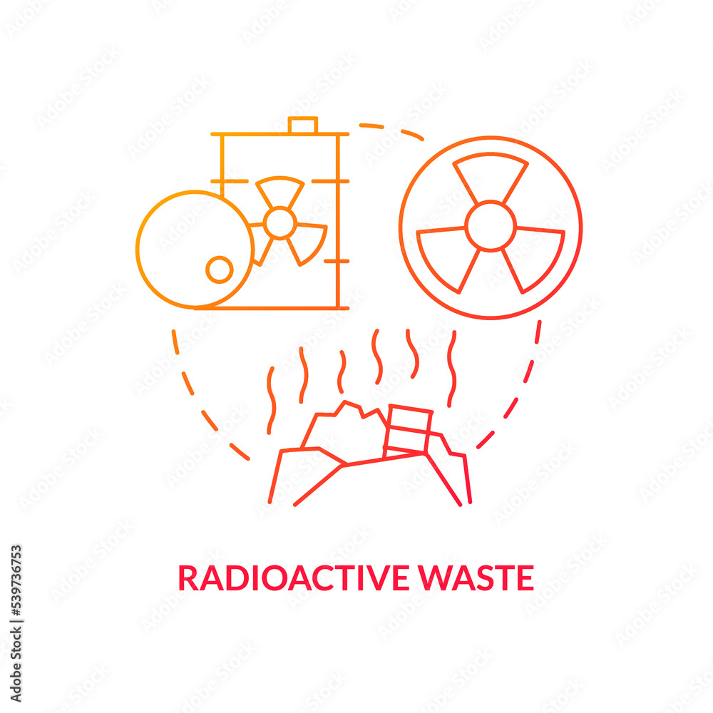 Radioactive waste red gradient concept icon. Toxic pollution of ...
