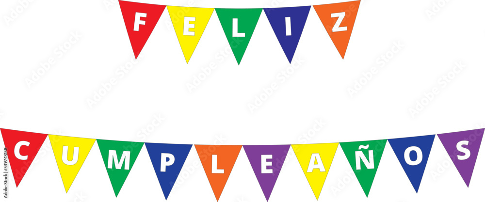 Banderín de Feliz cumpleaños. Icono vector vector de Stock | Adobe Stock