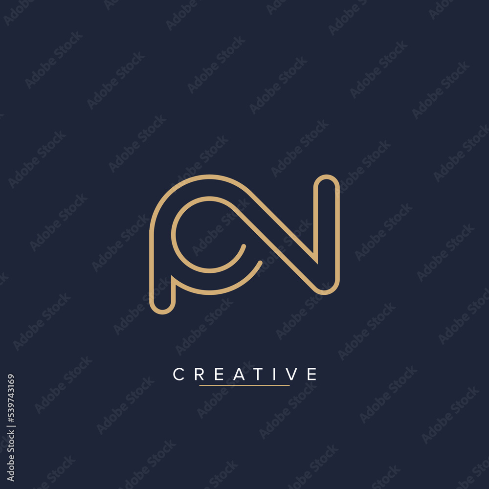 Creative minimal monochrome monogram letter PN and NP line logo design ...