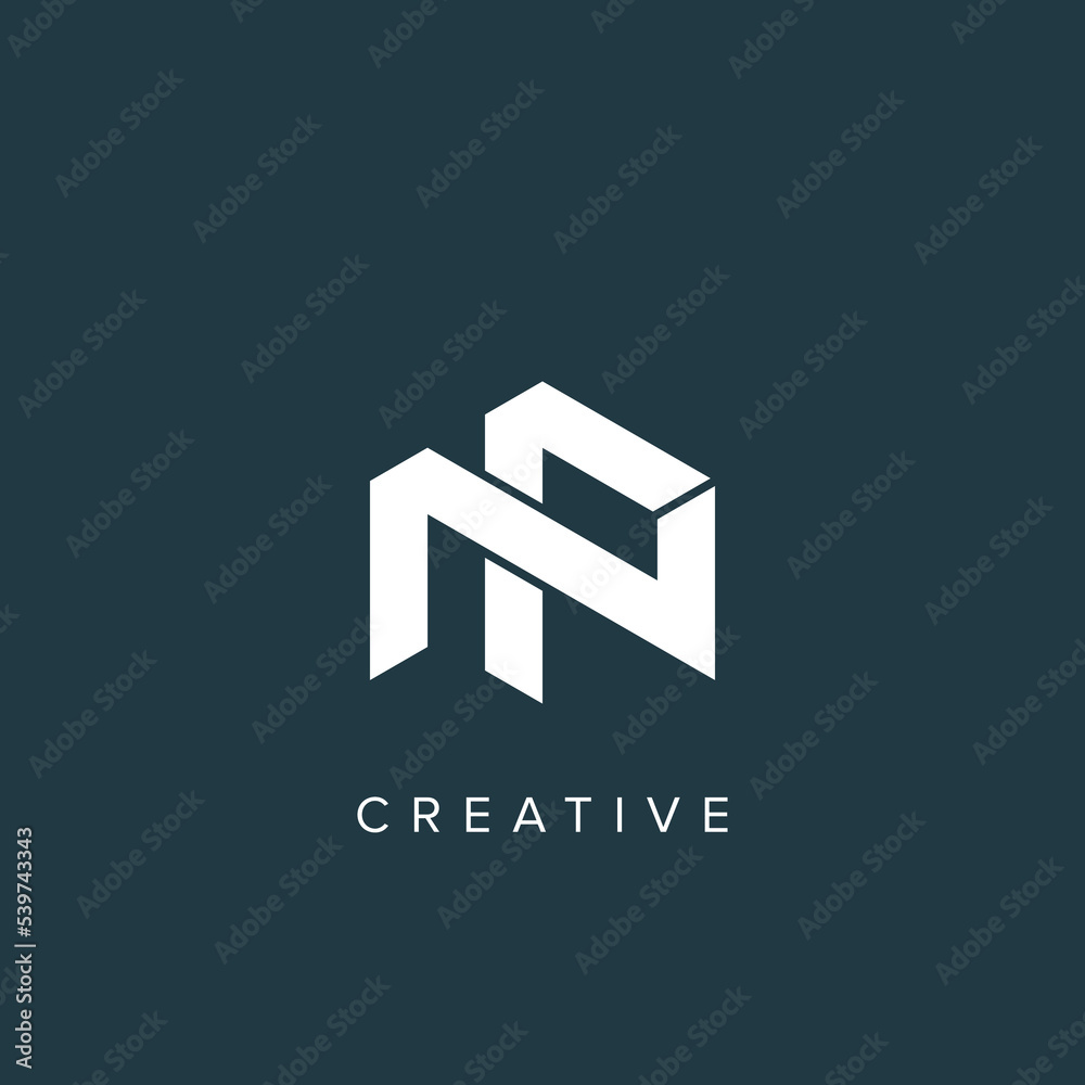 Creative minimal monochrome monogram letter NP and PN line logo design ...
