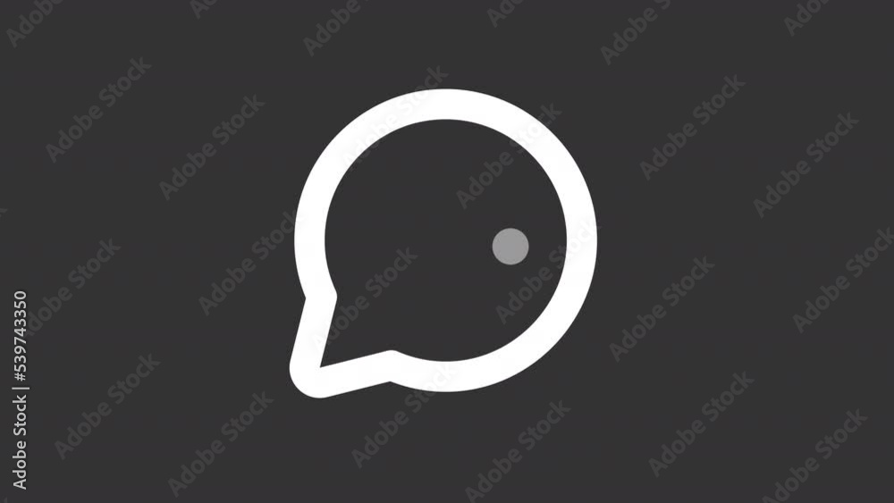 Animated comment white line ui icon. Reply to media post. Seamless loop ...