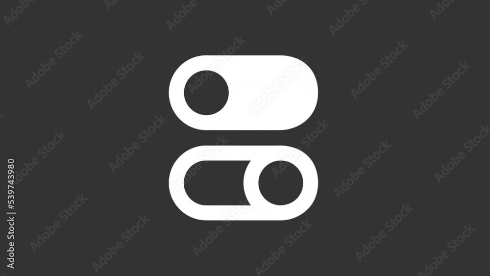 Animated shifting white line ui icon. Switch on and off button. Seamless loop HD video with ...