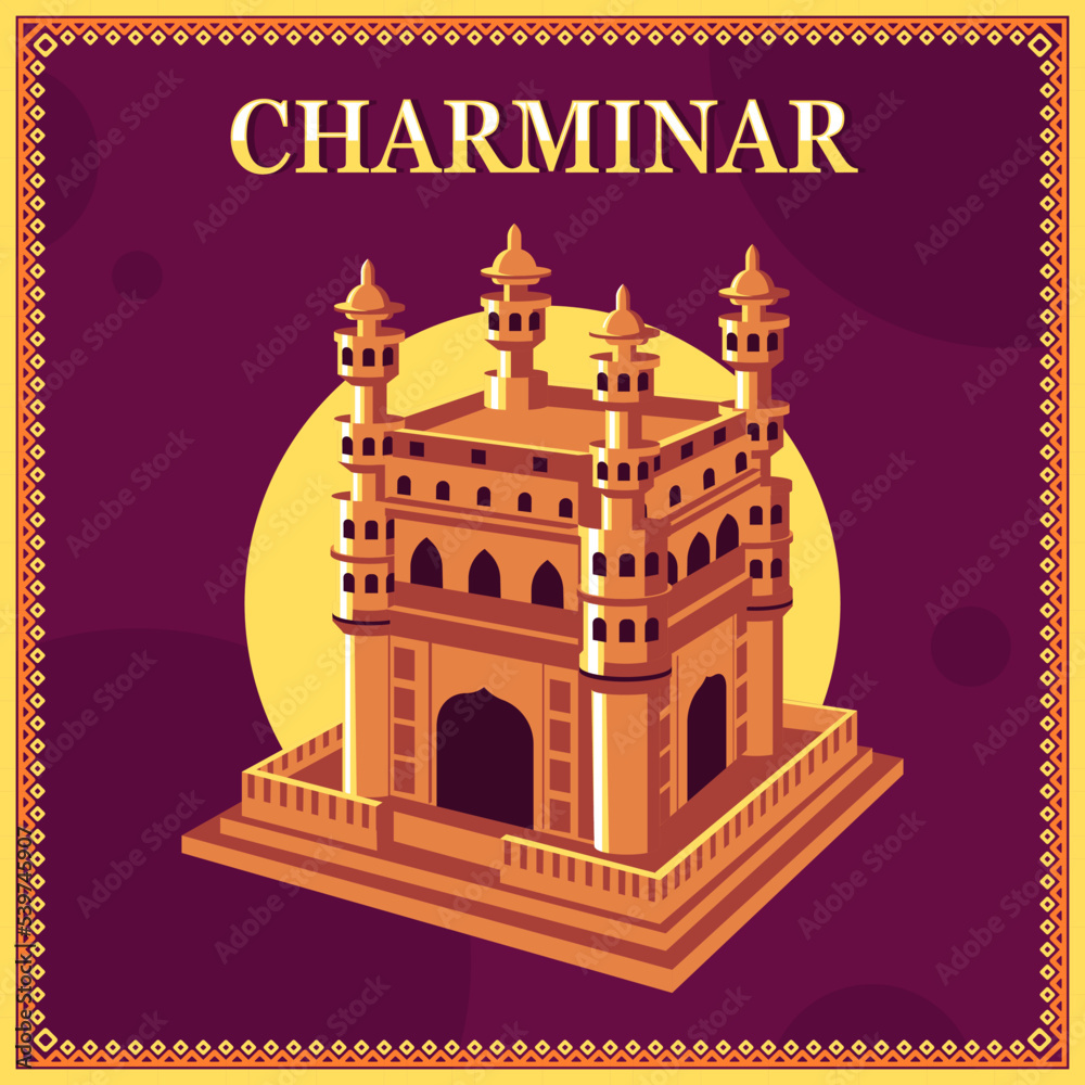 Charminar Hyderabad Indian Monument-vector illustration Stock Vector ...