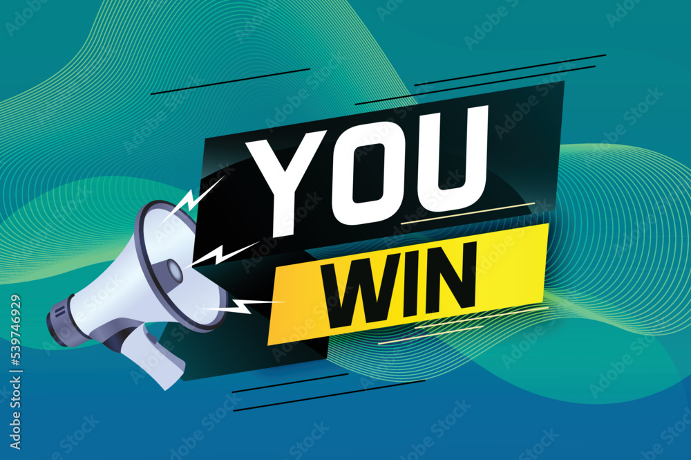 You win word concept vector illustration with megaphone and 3d style ...