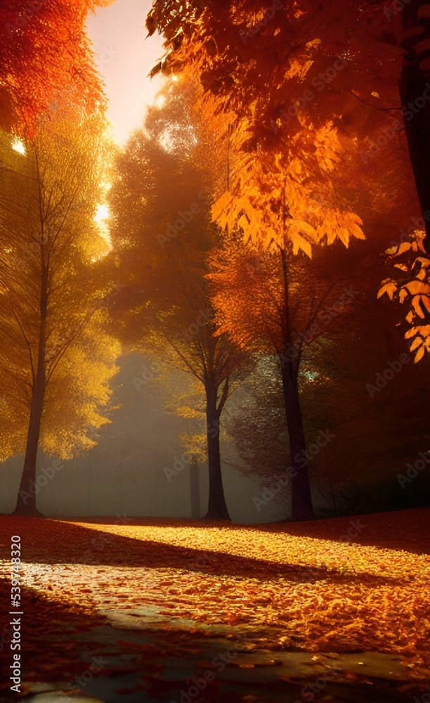 Drawing of an autumn forest. The season of the year. Autumn mood. Stock ...