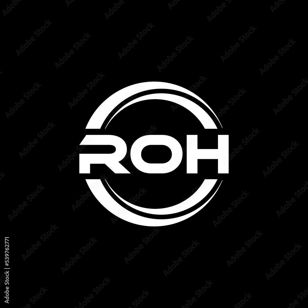 ROH letter logo design with black background in illustrator, vector ...