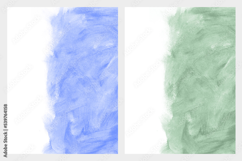 Set of 2 Abstract Painted Layouts. Light Cold Green and Baby Blue Paint ...