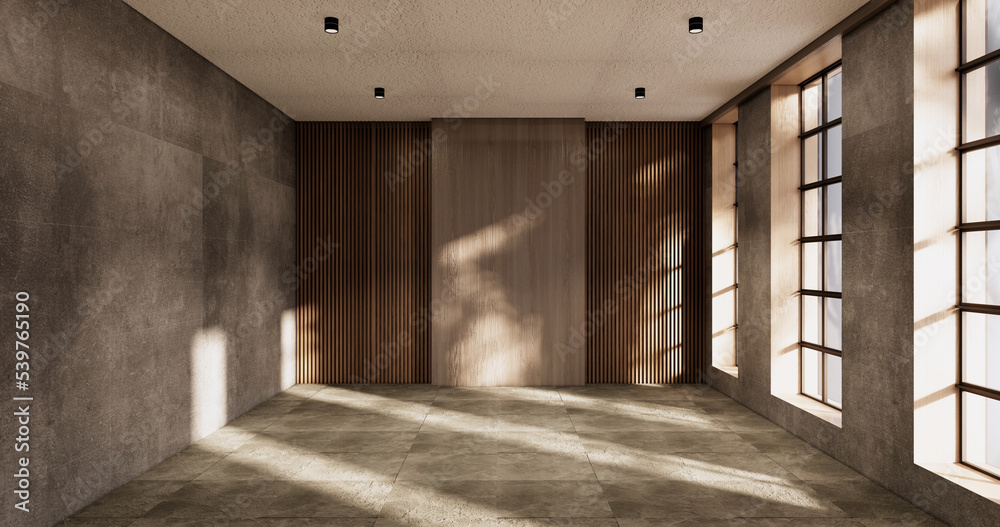 Cleaning empty room interior japandi wabi sabi style.3D rendering Stock ...