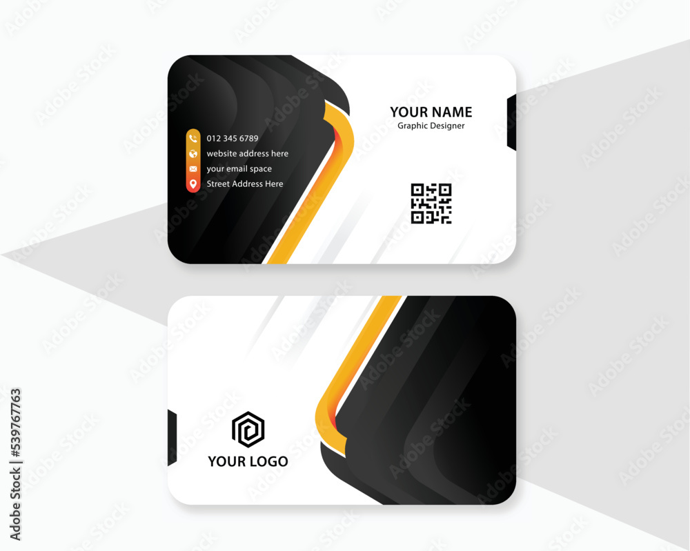 Professional business card design. Creative business card with yellow ... Professional business card design. Creative business card with yellow ...