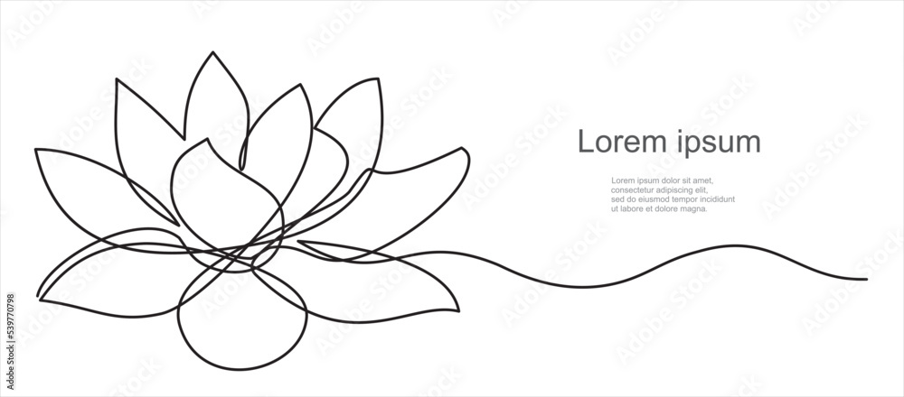 Lotus flower continuous line drawing Stock Vector | Adobe Stock