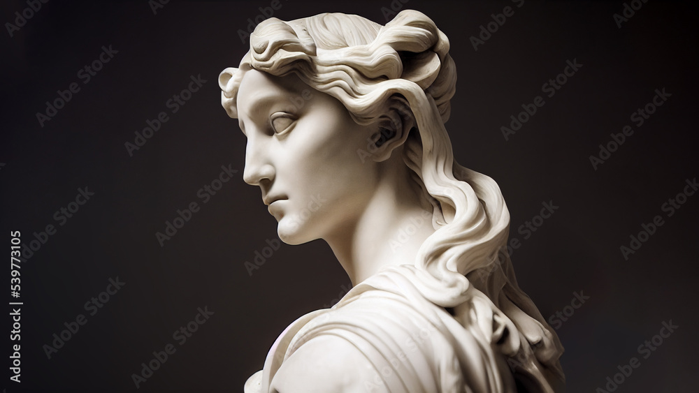 Illustration of a Renaissance marble statue of Iris. She is the Goddess ...