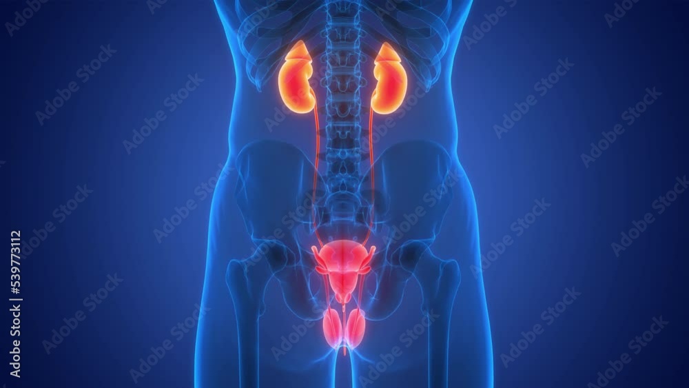 Human Urinary System Kidneys with Bladder Anatomy Animation Concept ...