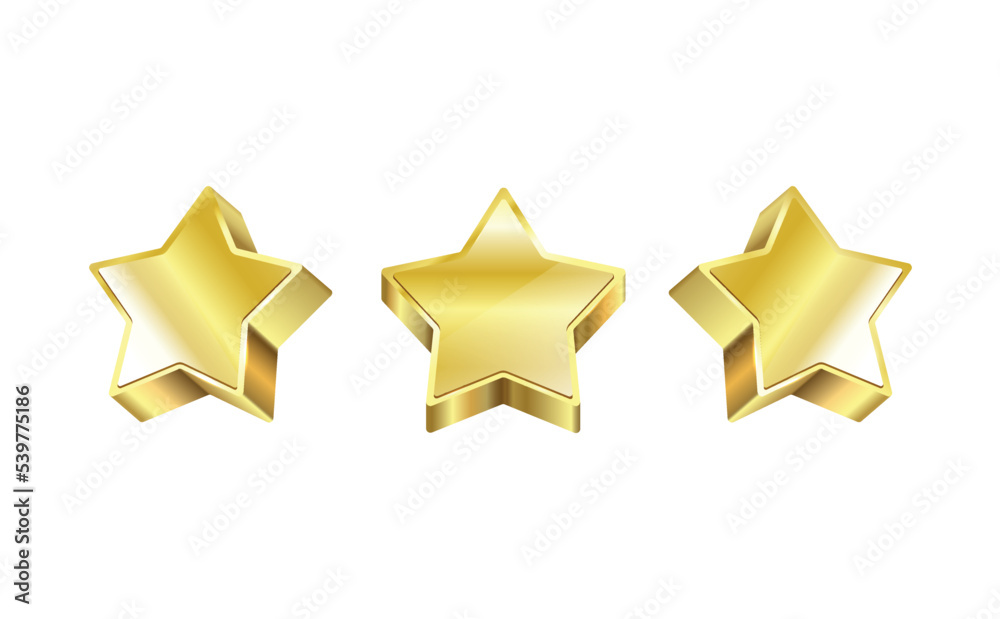 Three golden stars. Template for mobile game. Achievement concept ...
