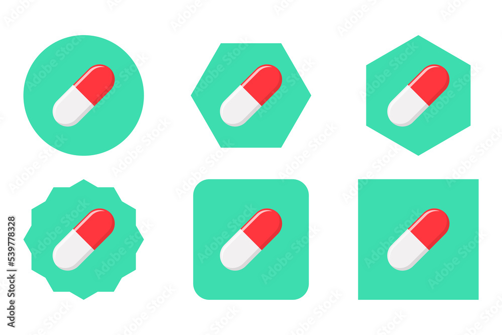 Red Pill Capsule, Medicine, vector mark symbols green style. Pill ...