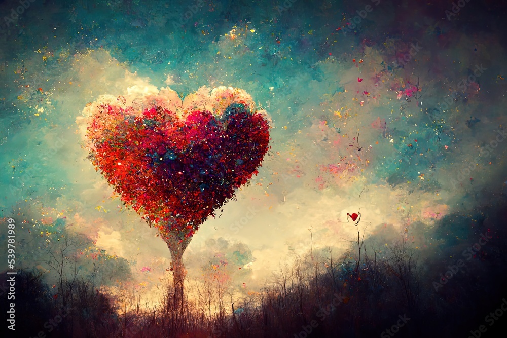 A hart in the air for all the love in the world, metaphor. Stock ...