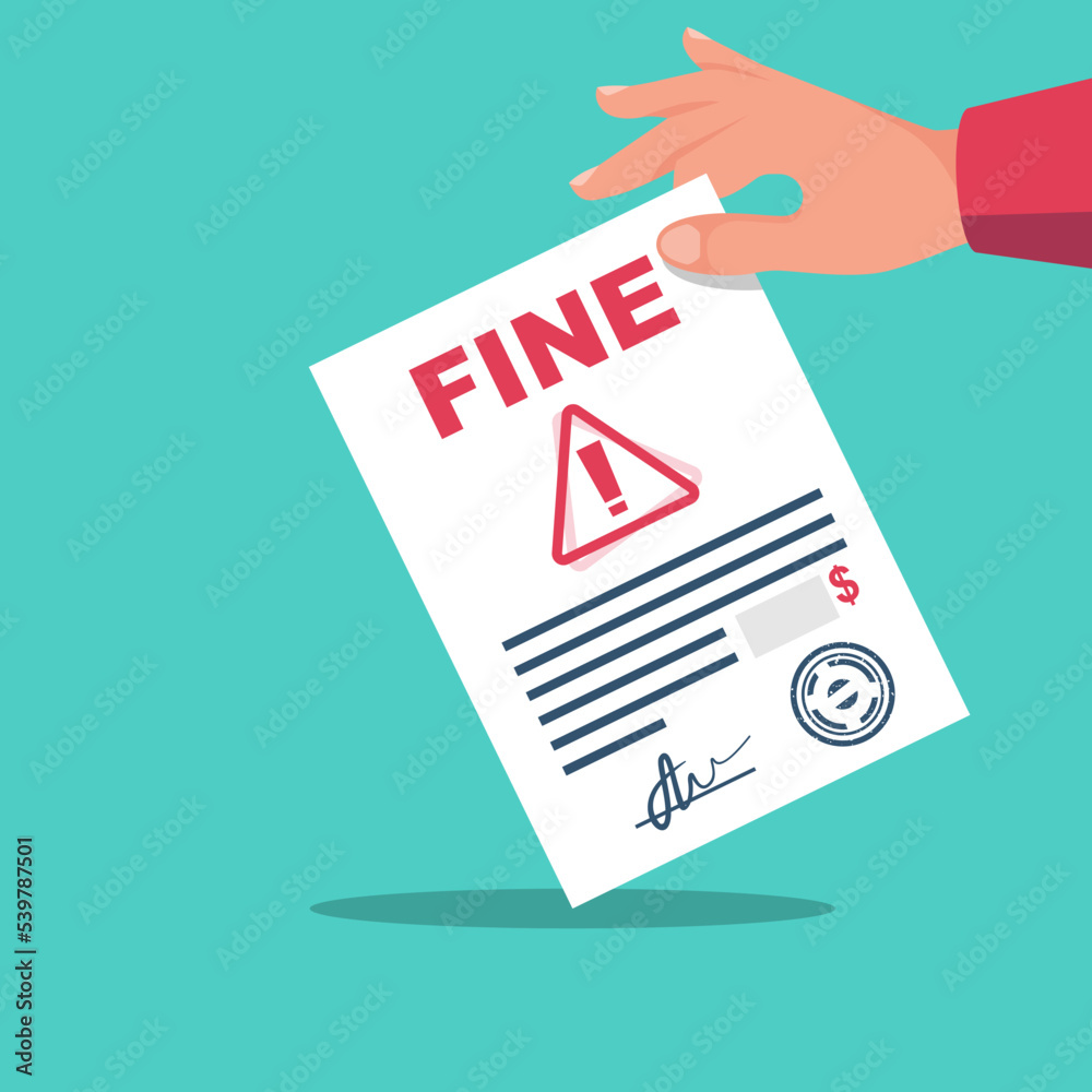 Fine concept. Letter with a fine. Landing page business metaphor ...