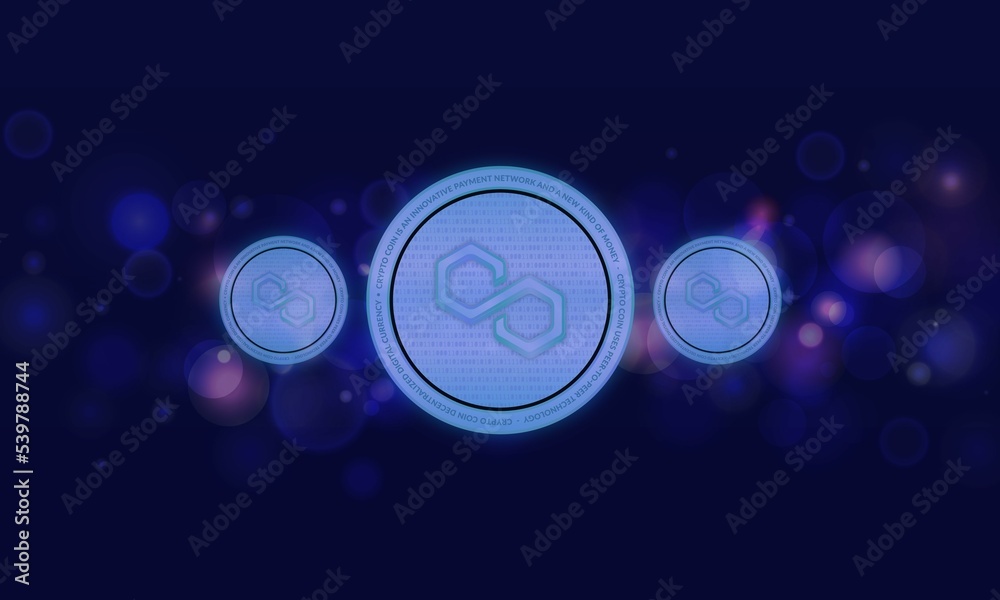 polygon-matic virtual currency images. 3d drawings. editorial image ...