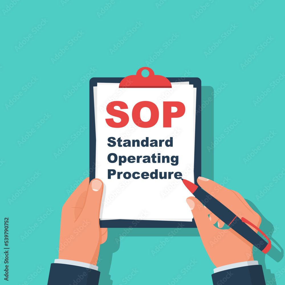 SOP concept. Human writes to the clipboard Standard Operating Procedure ...