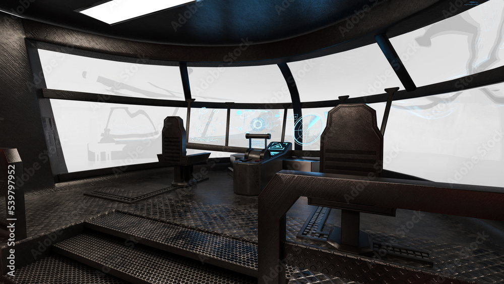 space cockpit in rear view Stock Illustration | Adobe Stock