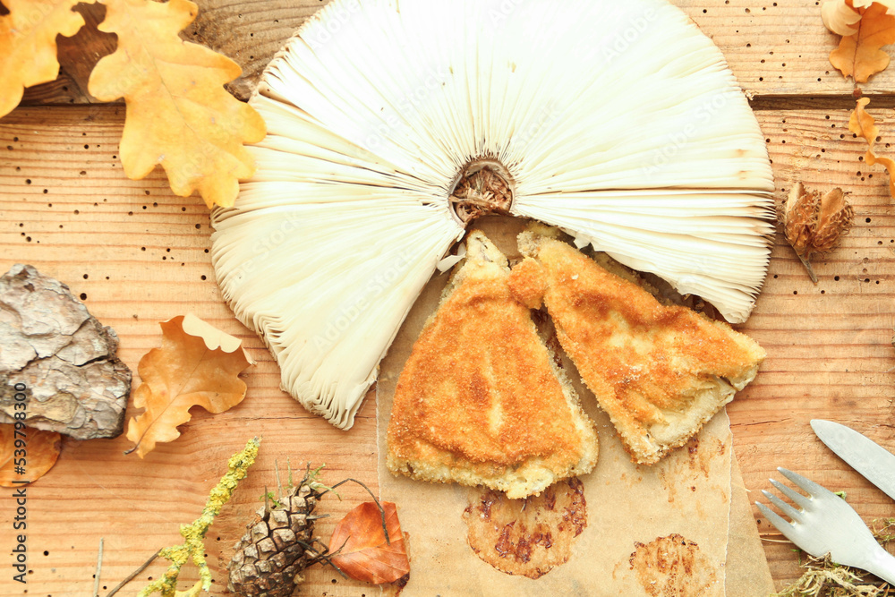 Parasol Schirmpilz gebraten Schnitzel paniert Pilz Pilze zubereiten ...