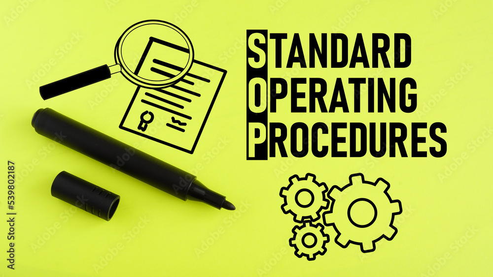 Standard operating procedures SOP is shown using the text Stock Photo ...