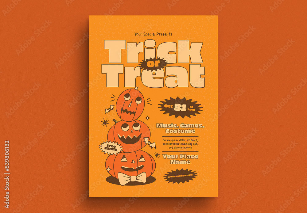 Trick or Treat Event Flyer Stock Template | Adobe Stock