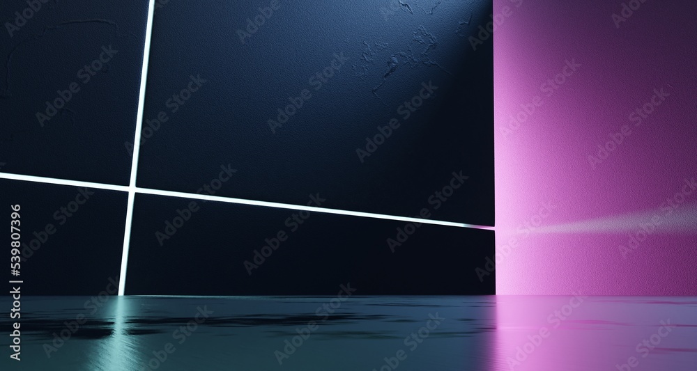 metalli empty space background.3D rendering technology background Stock ...