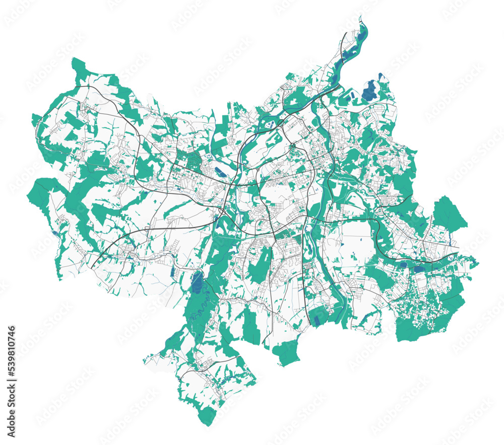 Ostrava map. Detailed map of Ostrava city administrative area ...