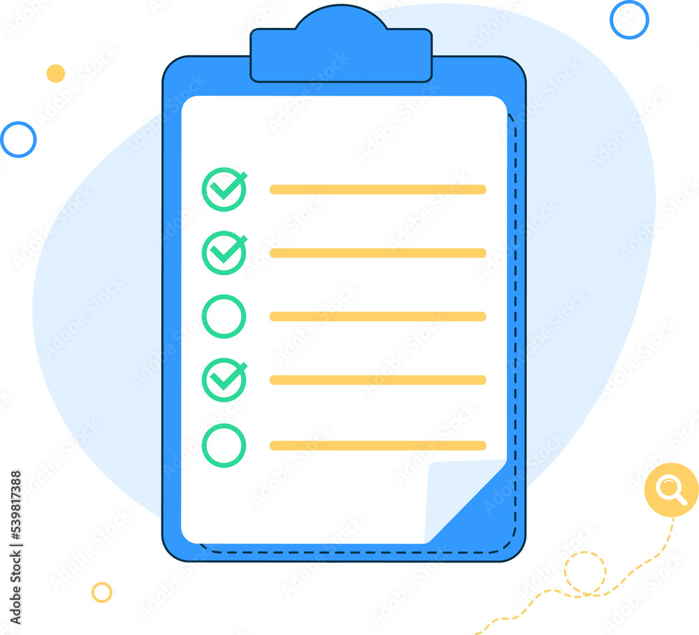 Checklist. Clipboard with check list and check marks. Marking ...