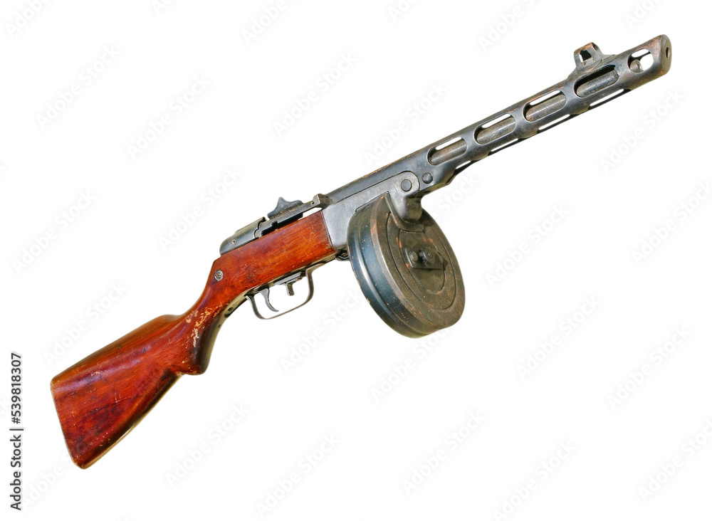 Poster, Foto Russian PPsH machine gun isolated., zurbagan - Koop op ...