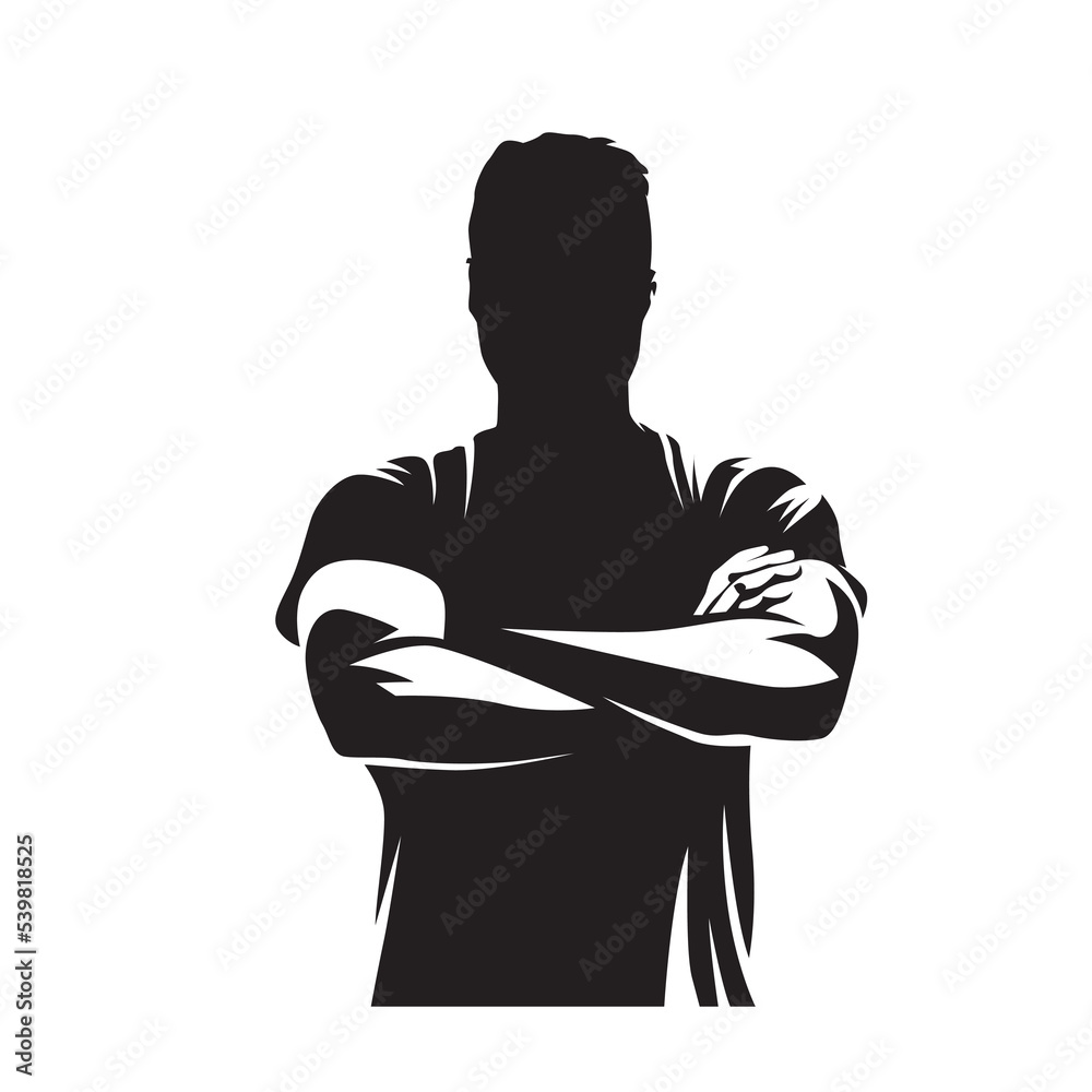 Man with folded arms, abstract isolated vector silhouette, ink drawing ...