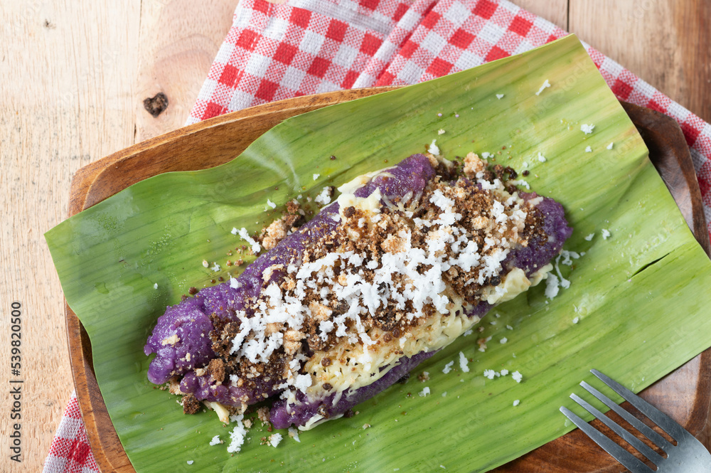 Puto bumbóng is a Filipino purple rice cake steamed in bamboo tubes. It ...