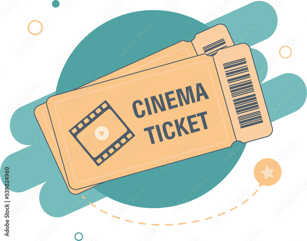 Cinema ticket, two realistic cinema tickets isolated on green ...