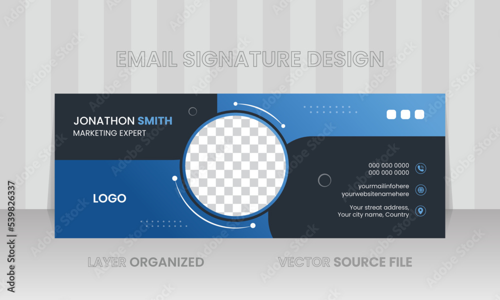 Modern simple dark background email signature or email footer template ...