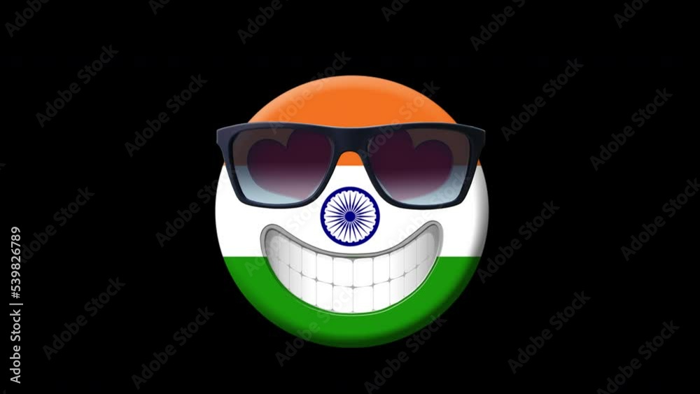 India.Animation of smiling face with indian flag isolated by the Alpha ...
