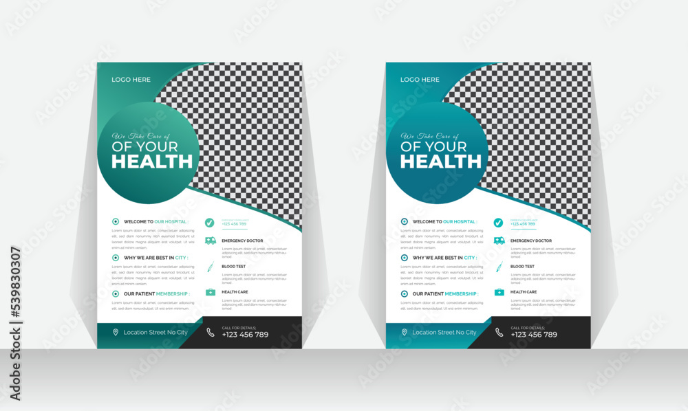 Medical Healthcare 2 gradiant color one page flyer, leaflet, poster ...