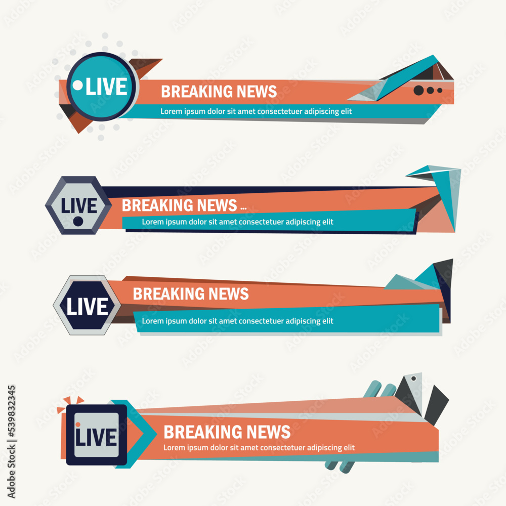 Set collection vector of Broadcast News Lower Thirds Template layout ...