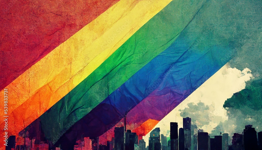 LGBTQ+ abstract illustration, geometric shapes, fabric, flag, paper ...