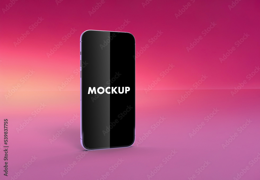 Phone Mockup on an Ultraviolet Sun Ray Color Background Stock Template ...