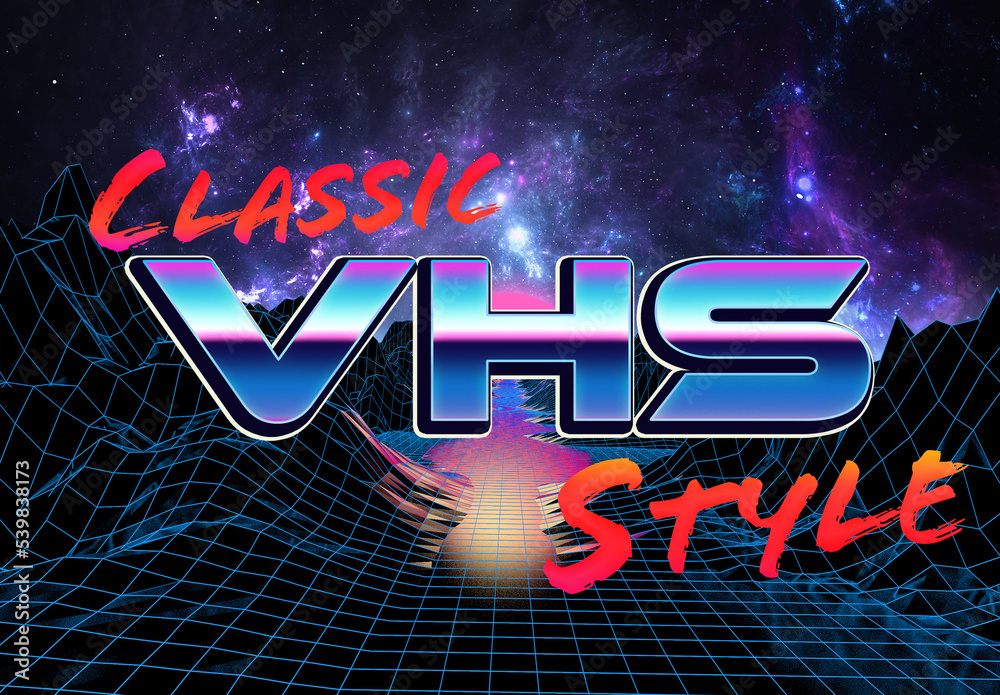 VHS Classic Retro Text Style Stock Template | Adobe Stock