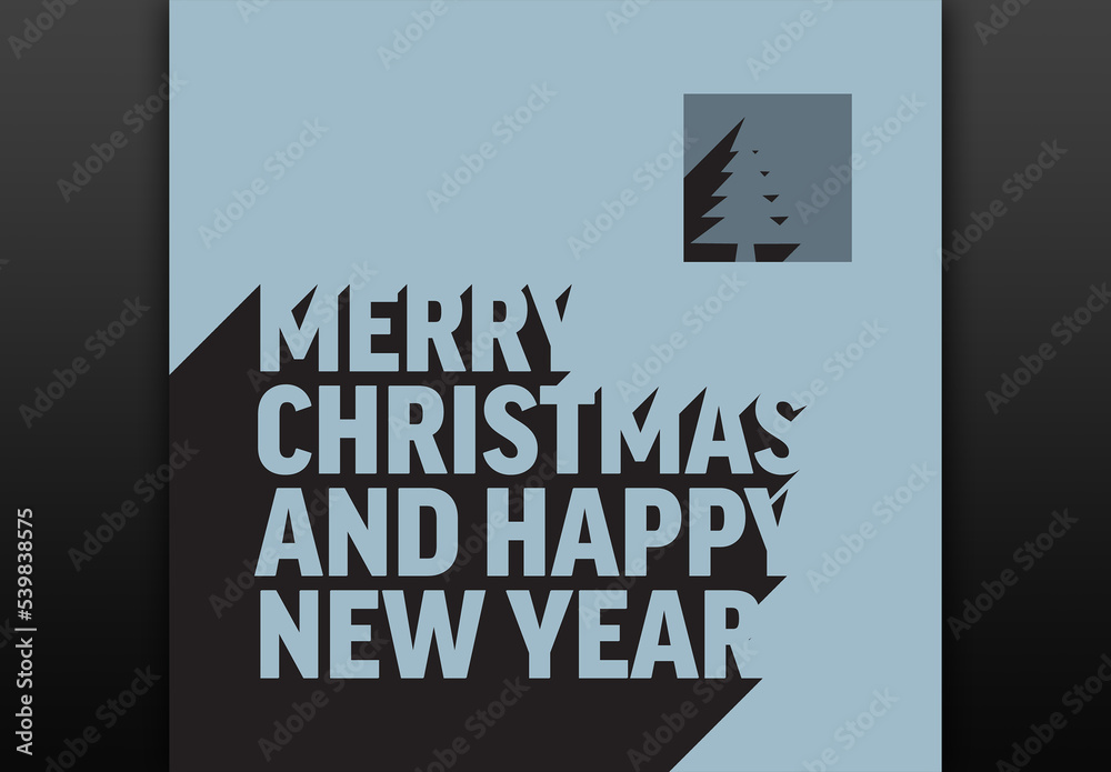 Modern Trendy Minimalist Long Shadow Christmas Card with Christmas Tree ...