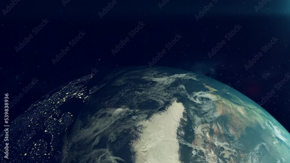 Planet Earth seen from space or the satellite view. Half lit side of ...