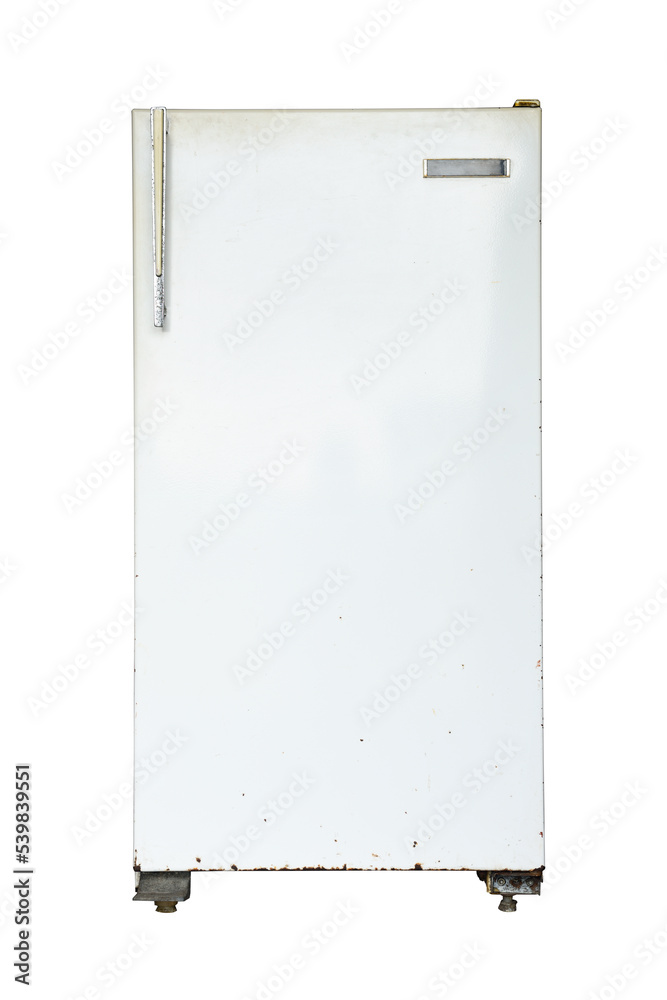Old rusty refrigerator isolated on white background. Stock Photo ...