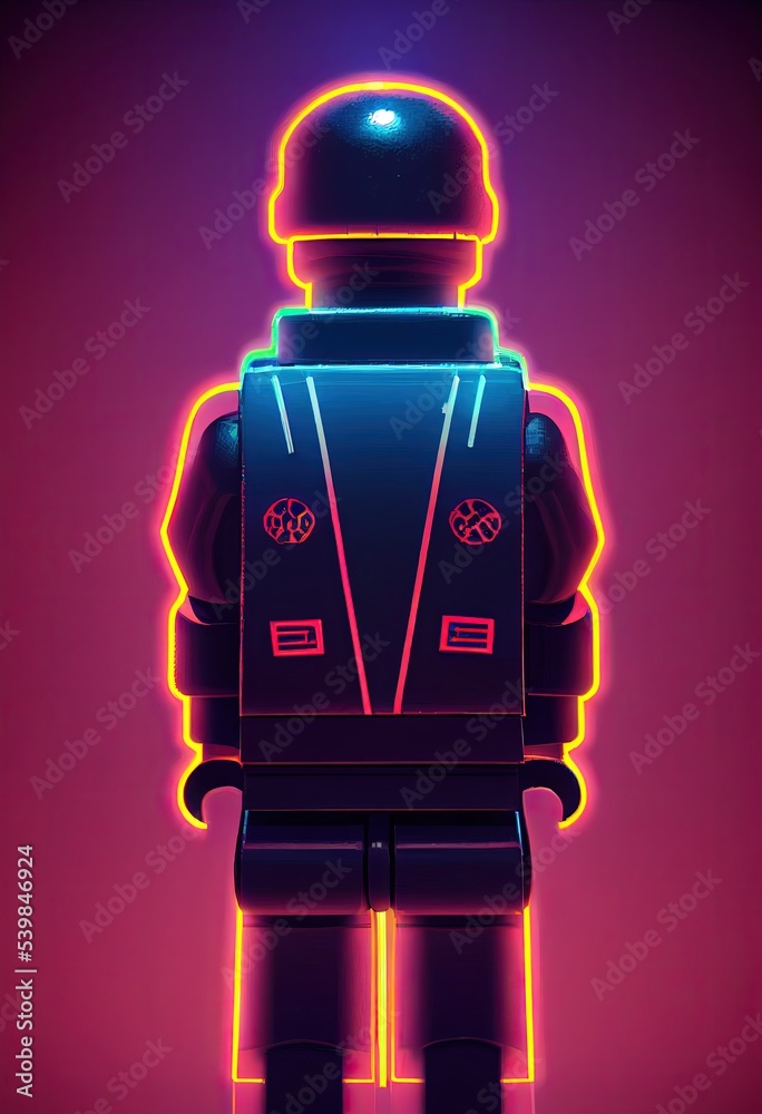 Cyberpunk lego soldier with body of lego constructor. Cyberpunk ...