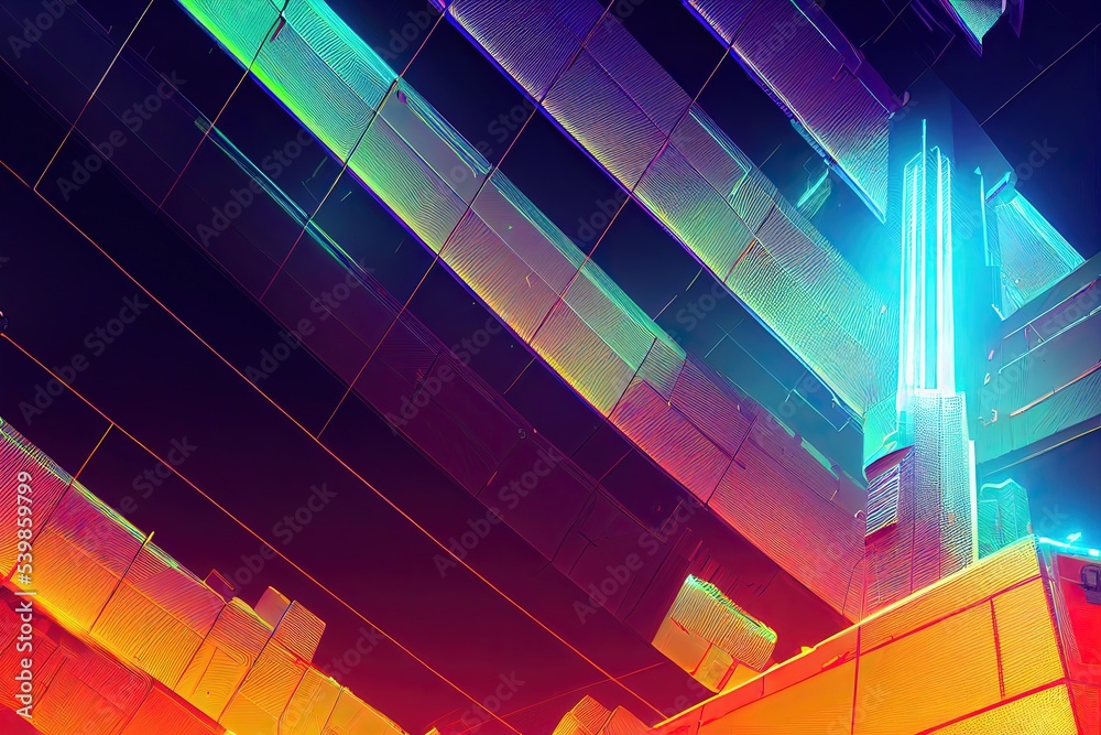 Retro Sci-Fi Background Futuristic NEON Grid landscape of the 80s ...