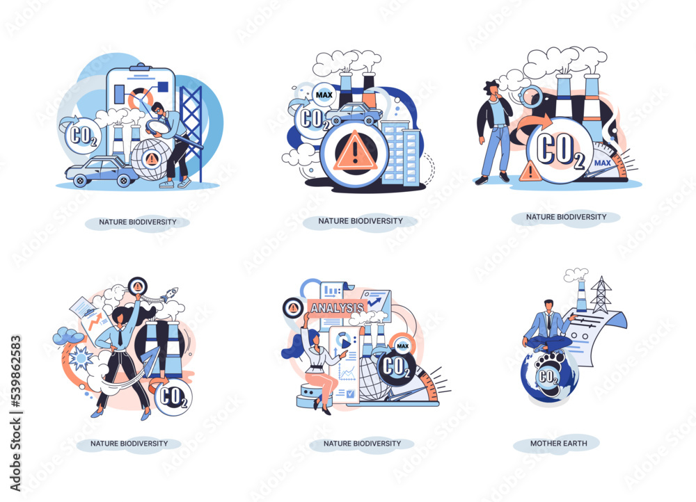 Vetor de Nature biodiversity mother earth, climate change awareness ...