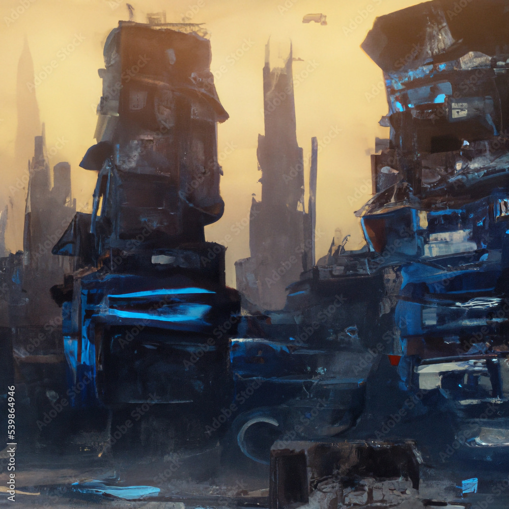 Digital concept art of futuristic cityscape. Future city alien world ...